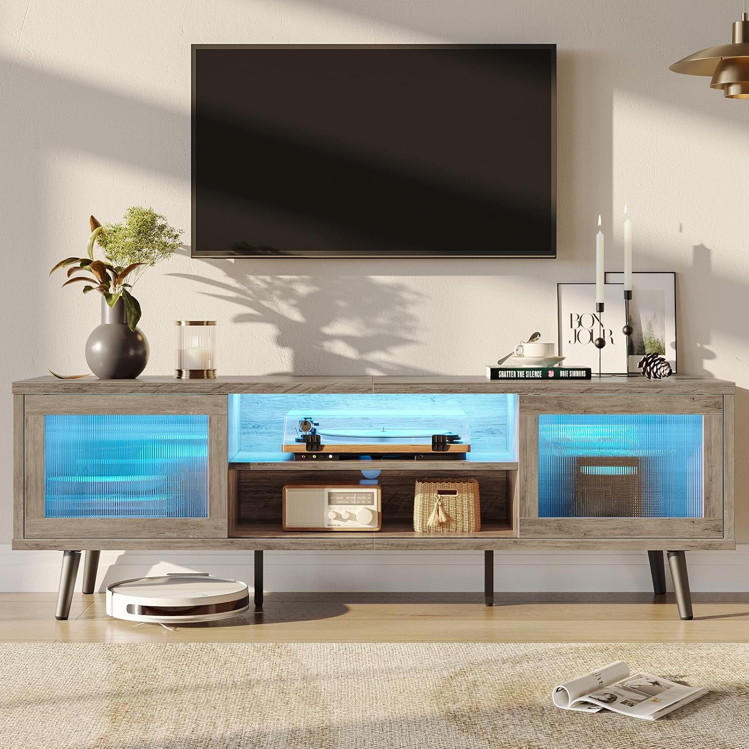 WANSHUN TV Stand for 70 Inch TV, 63\u201d LED Entertainment Center with ...