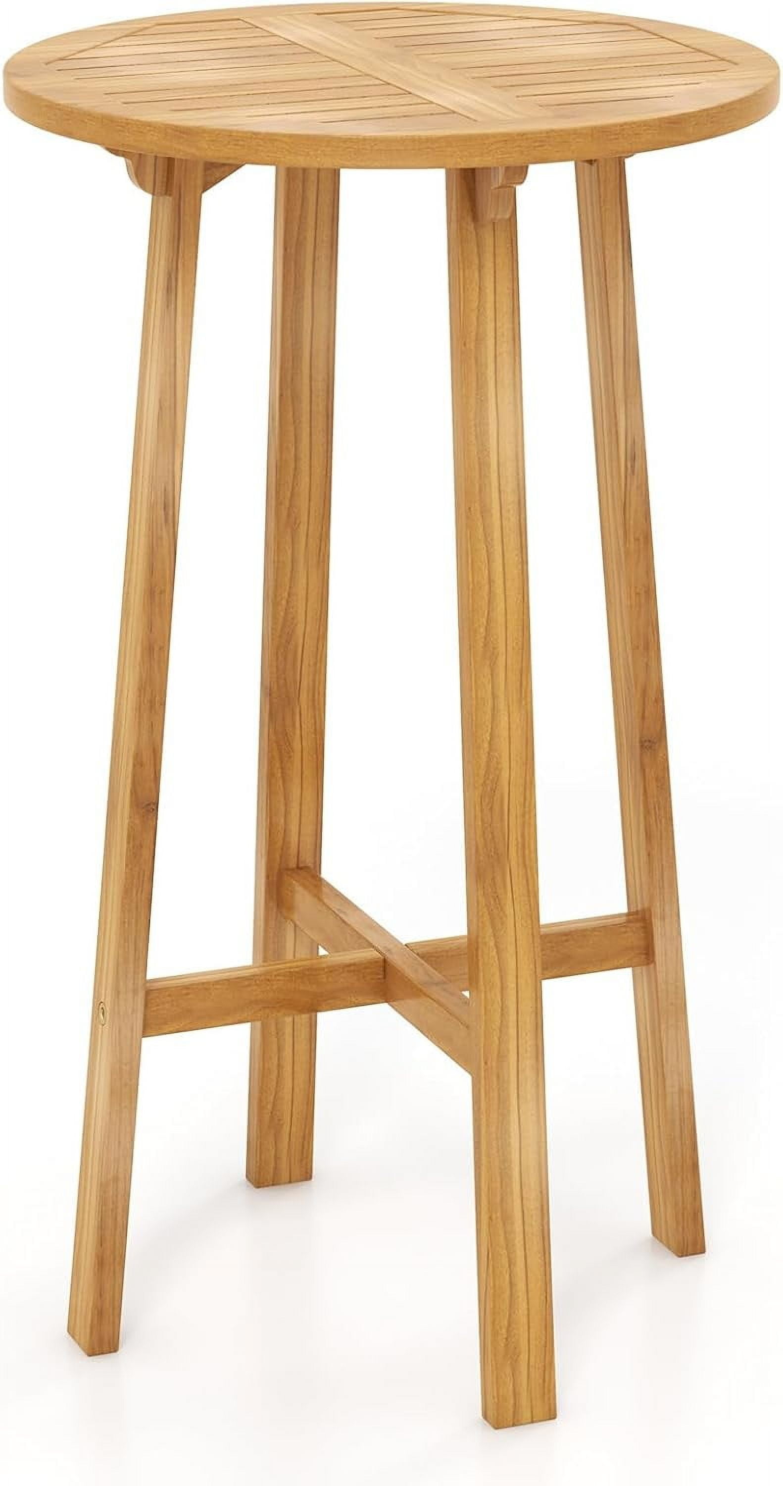 WANSHUN Teak Wood Round Bar Table, 24\u201d Bar Height Table with ...
