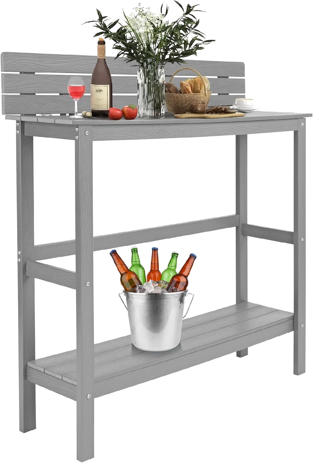 WANSHUN All Weather HIPS Outdoor Bar Table,47" Patio Bar Counter Height ...