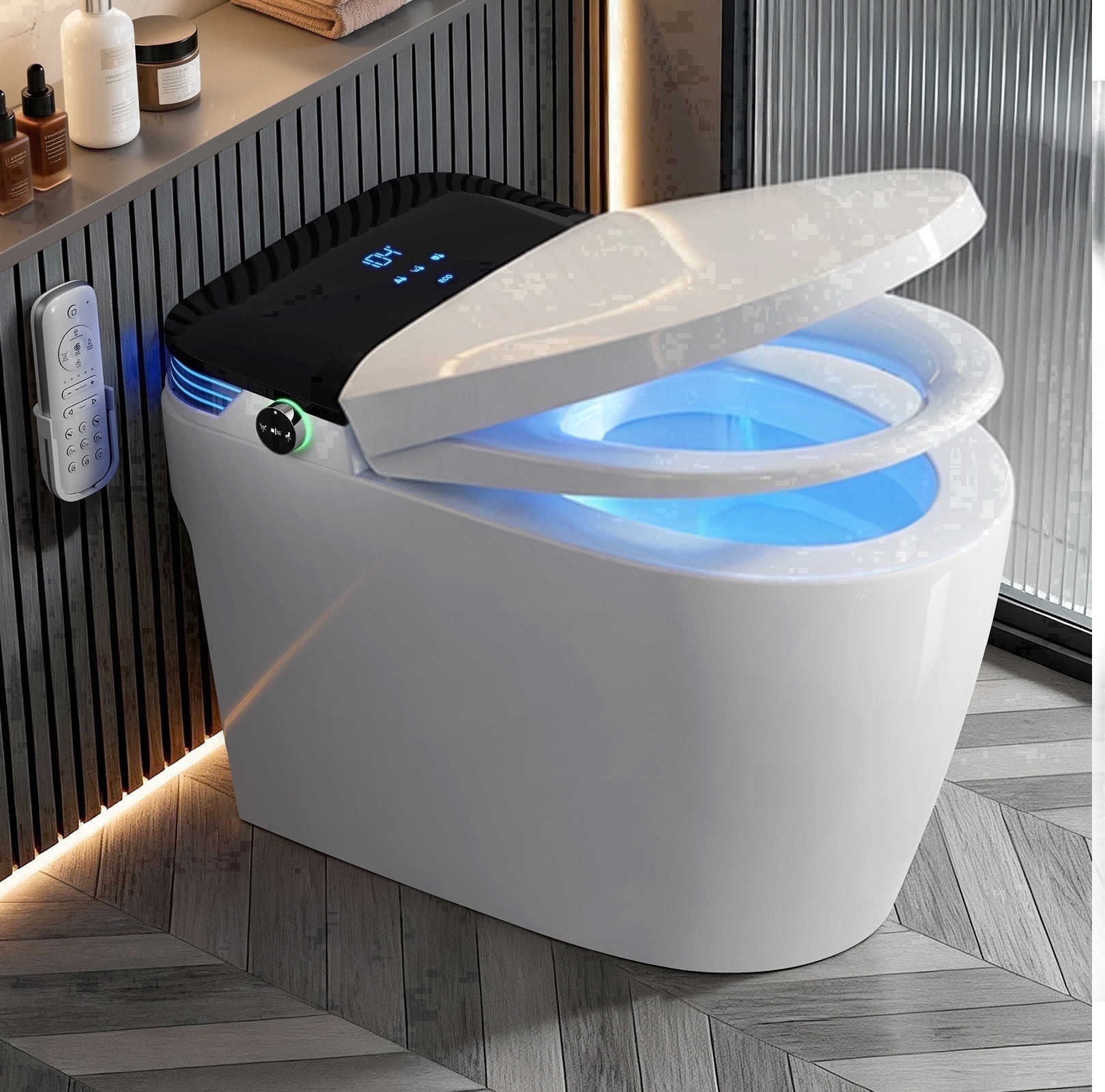 WANSID Smart Toilet with Tankless Bidet Wash, Auto Open Lid, 1.28 ...