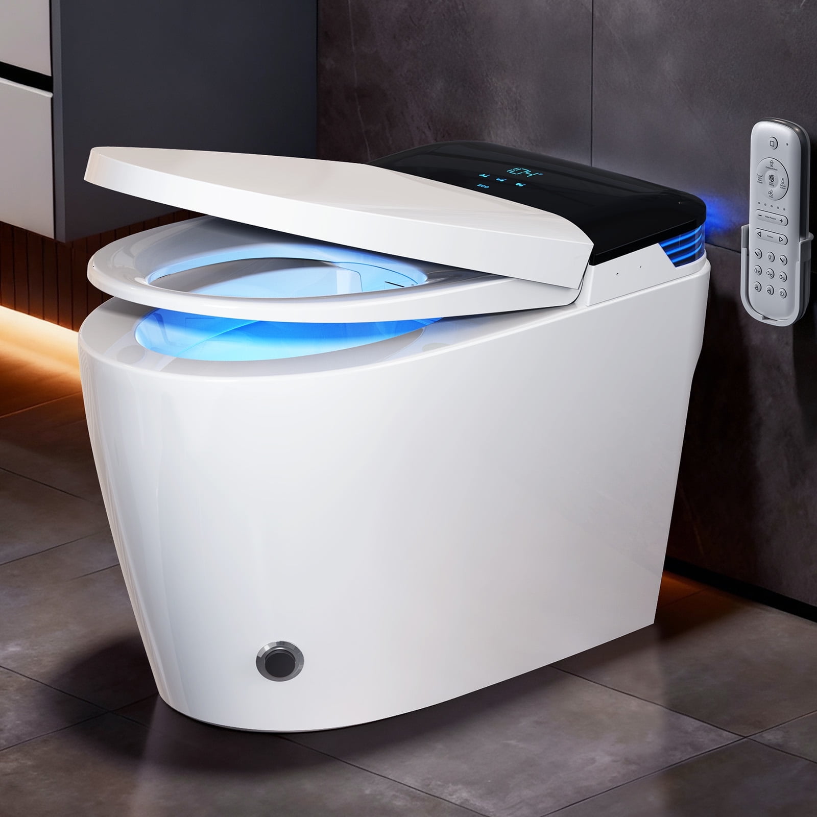WANSID Smart Toilet with Tankless Bidet Wash, Auto Open Lid, 1.28 ...