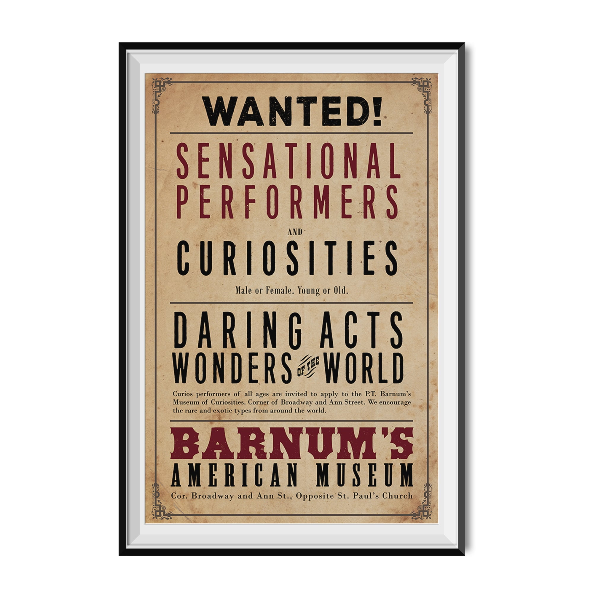 WANTED Sensational Performers And Curiosities Flyer Poster Greatest ...