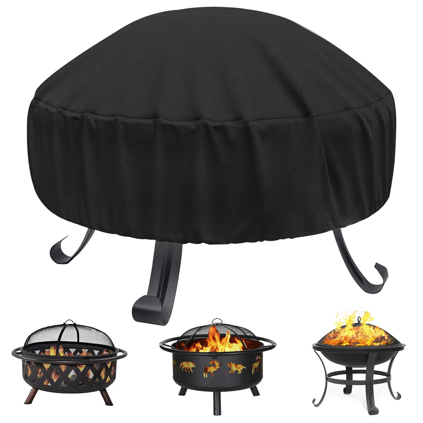 WANYNG Waterproof Fire Pit Cover Round 34 Inch for Firepit or Fire Bowl ...