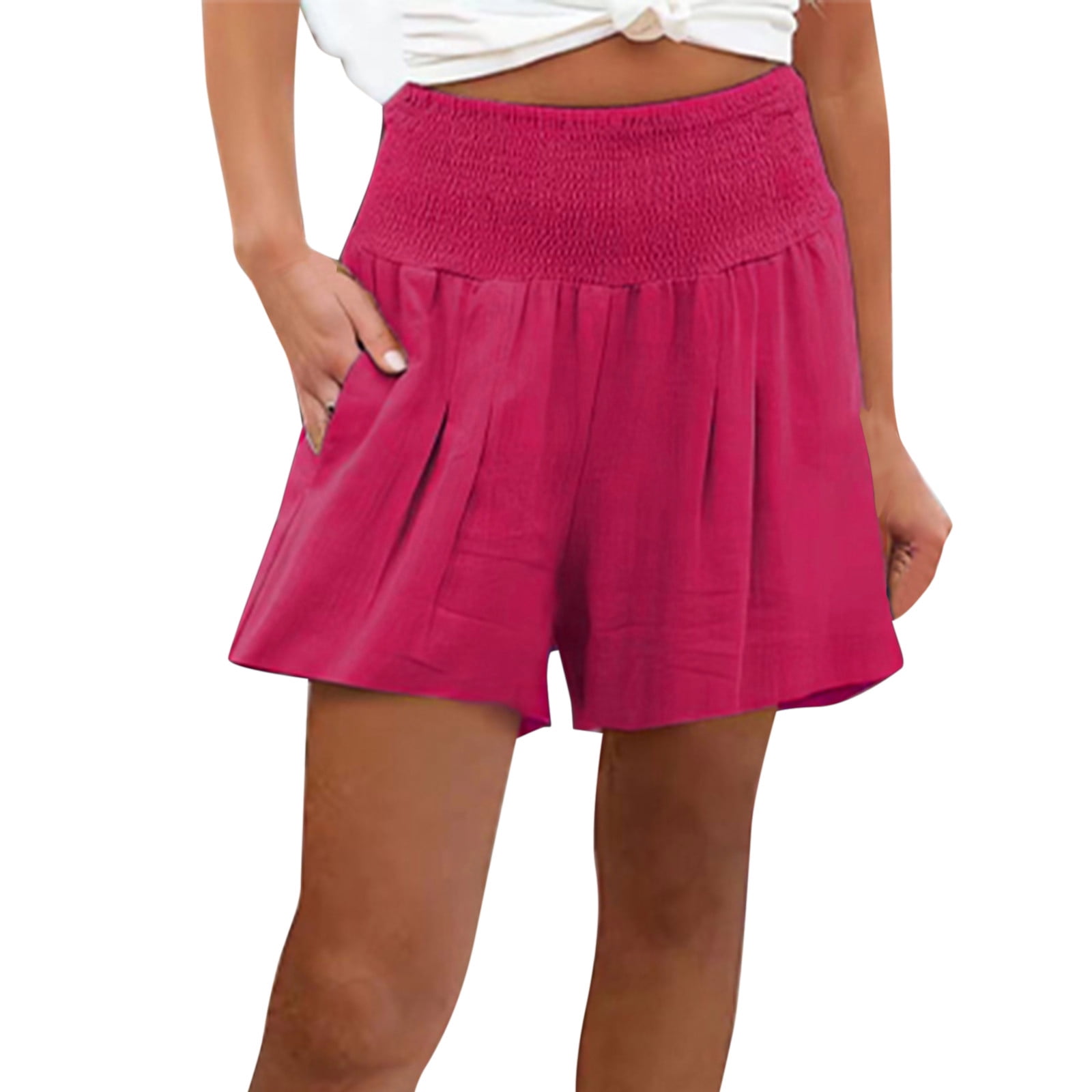 Wanyng Womens Casual Summer Smocked Elastic Waist Comfy Detail Beach