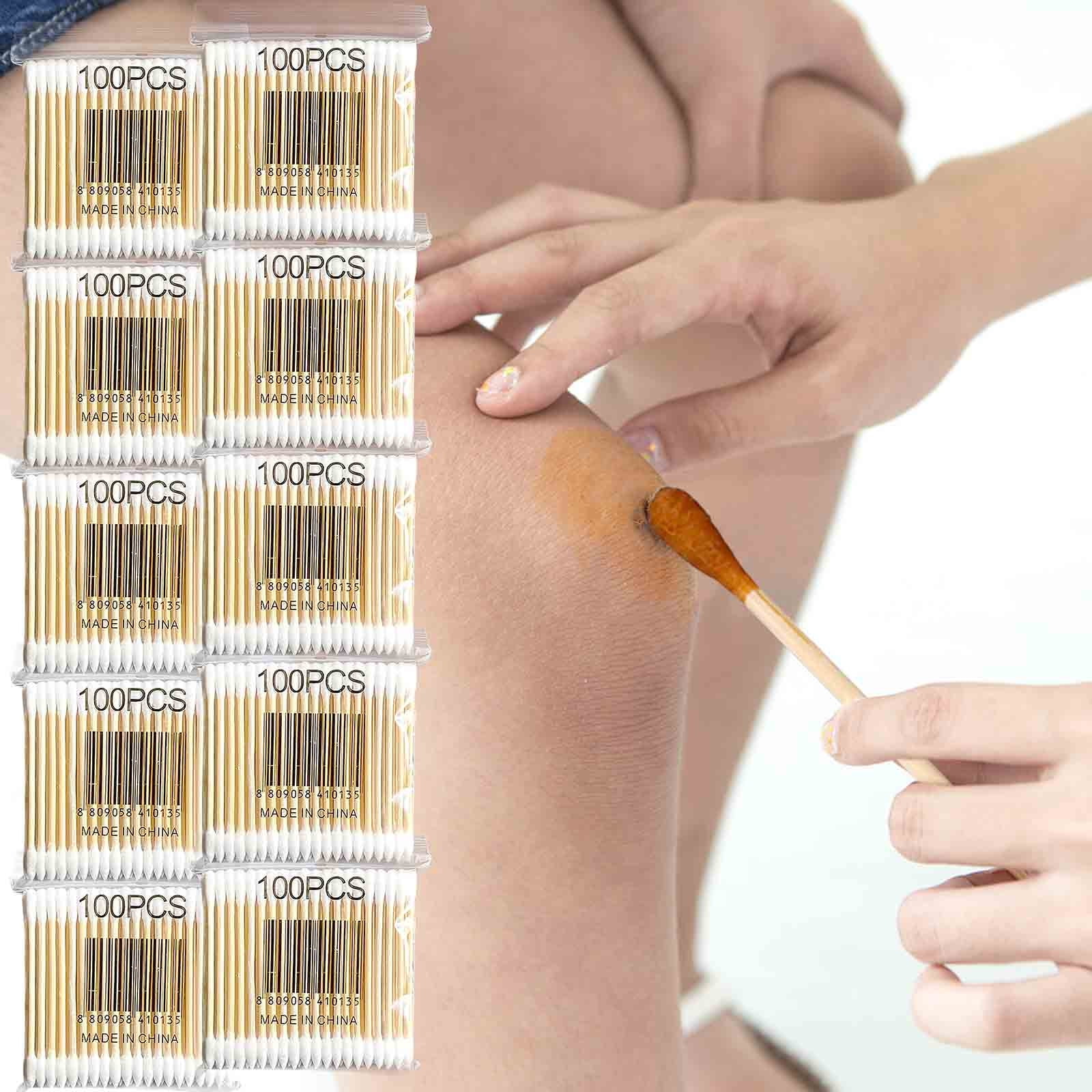 WANYR 100 Soft Bag Wood Stick Double Cotton Swab Sanitary Swab,Kitchen ...