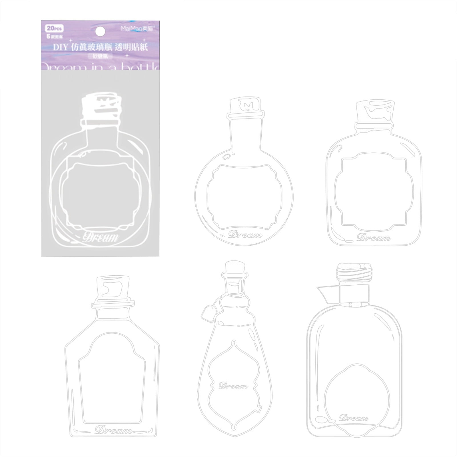 WANYR Gift,Transparent Sticker Package Bottle Dried Flower Hand Account ...