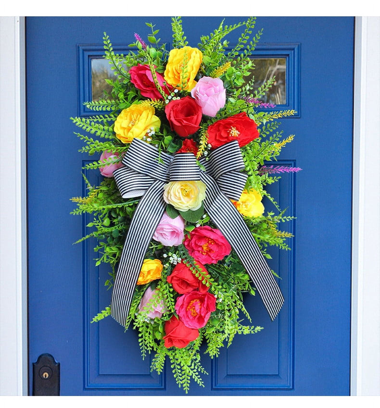 WANYR Home Decor,Simulated Flower Door With Floral Wreath And Creative ...