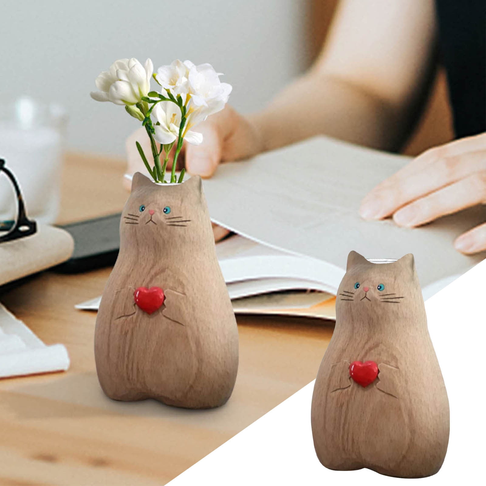 WANYR Vases Home DecorLove Cats Vase Decorative Resin Crafts Cats ...