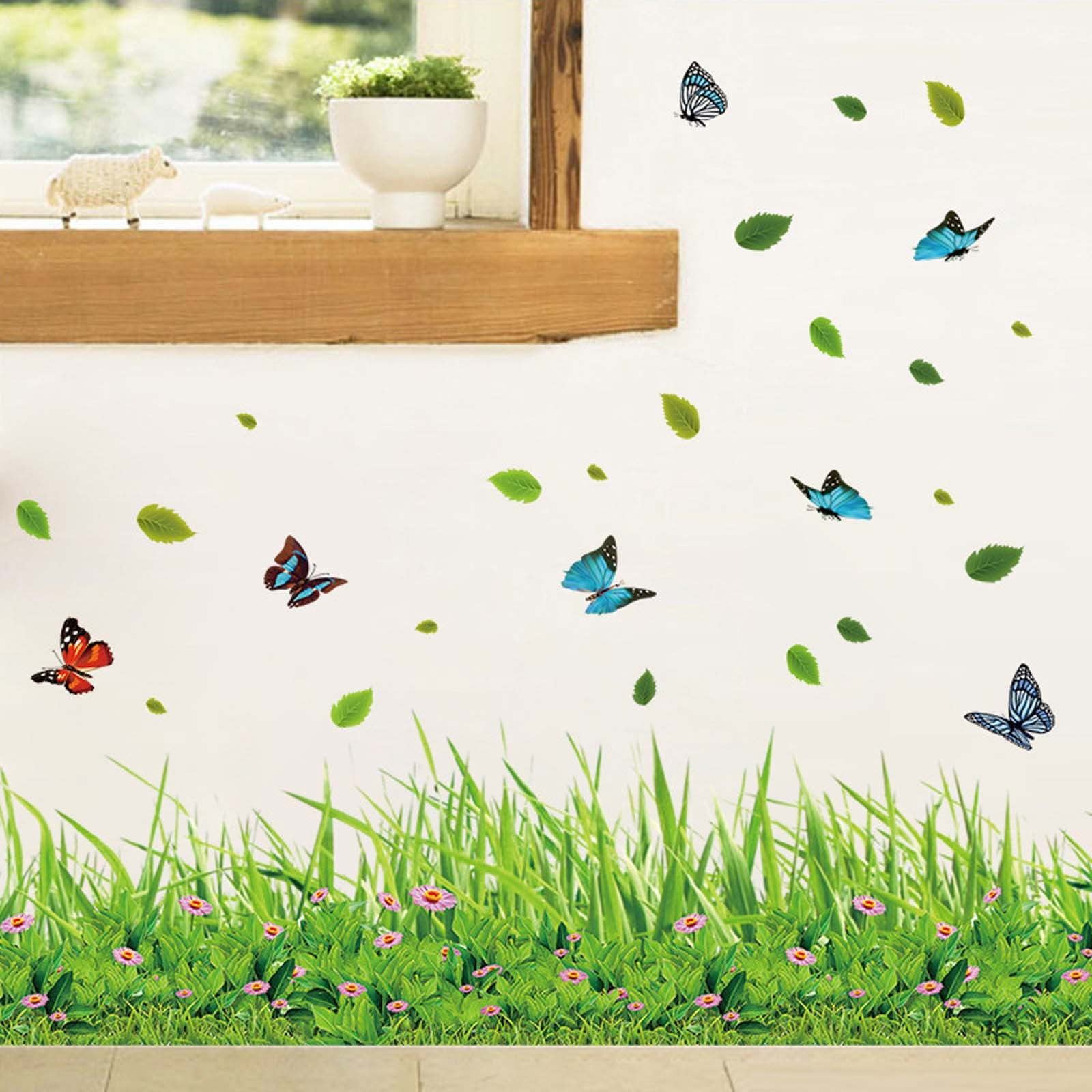 WANYR Wall Decor Green Grass Sticker Grass Baseboard Bedroom Living ...