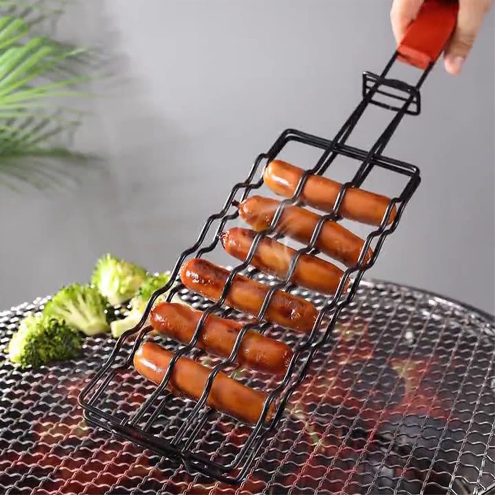 WANYR room decorBBQ Stainless Steel Hot Dog Grill Sausage Grill Basket ...