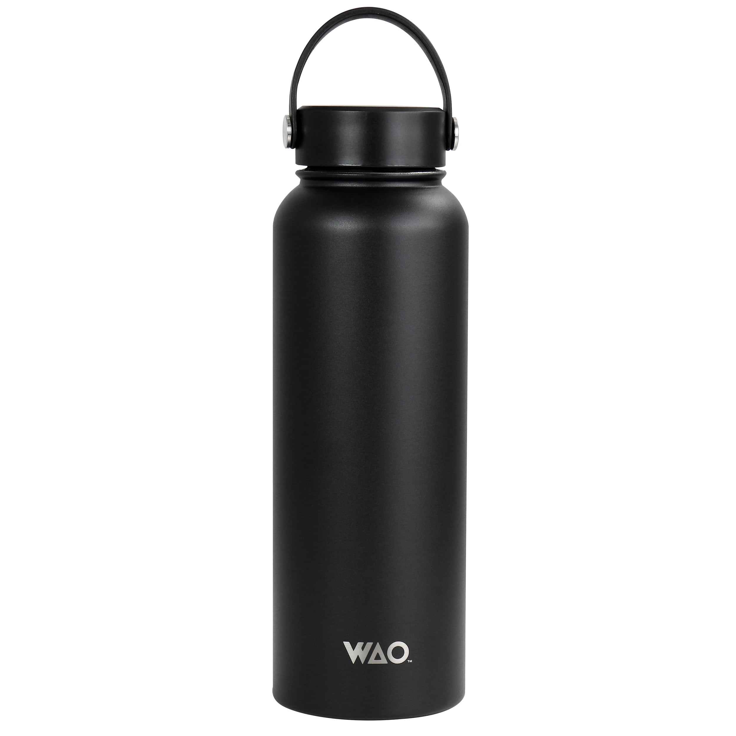 WAO 38oz Thermal Bottle Matte Black Stainless Steel Vacuum Insulated ...