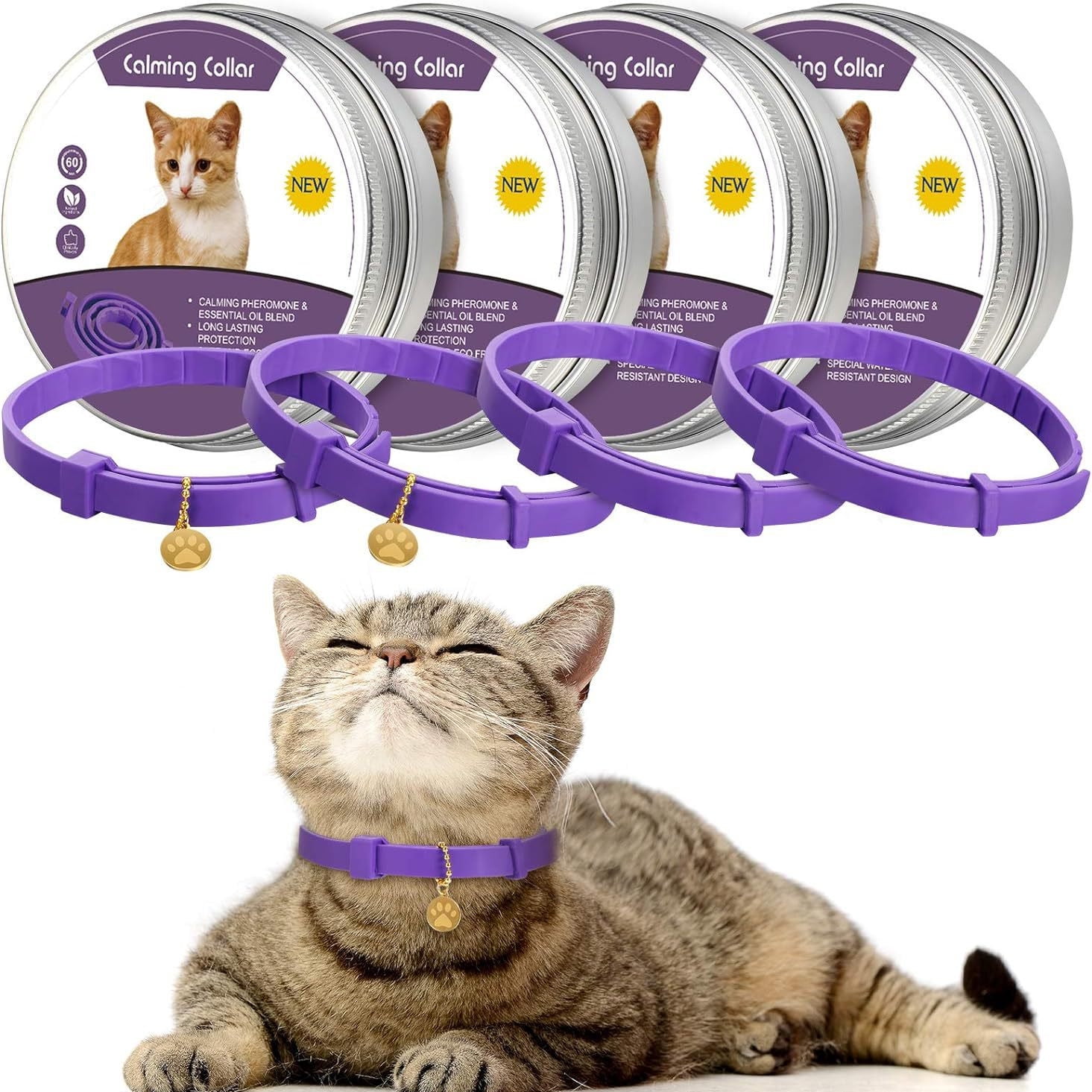 WAOHAM Calming Collar for Cats Includes Adjustable Design to Reduce ...
