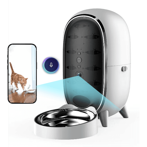 WAOWAO Smart Pet Feeder with 1080P HD Camera, App Control, Voice ...