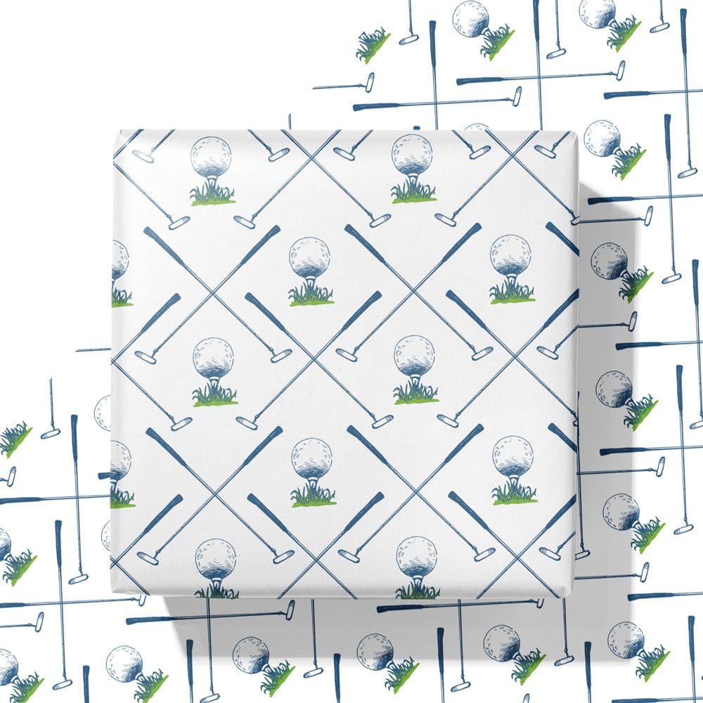WAPLIGHAL Golf Wrapping Paper VTF5 for Kids Men - Blue Golf Club and ...