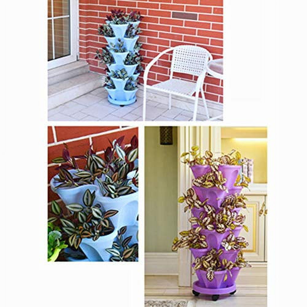 WAQIA HOUSE Set of 7 Vertical Gardening Planter Stackable Flower Pot ...