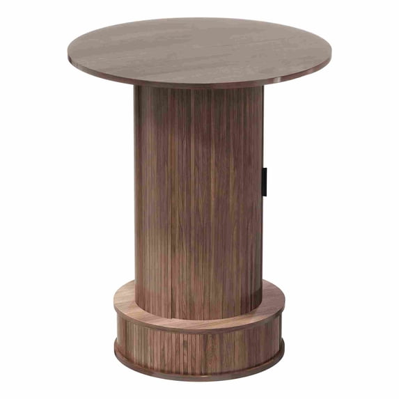 WARAYZ Round Bar Table with Hidden Storage & Sliding Door, 27.5" Top ...