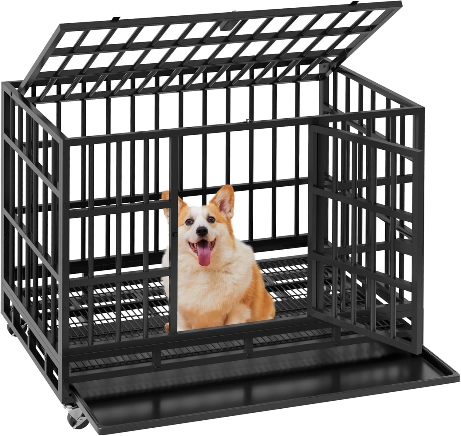 WARCAT 38 Inch Heavy Duty Dog Crate Cage Indestructible Dog Crate for ...