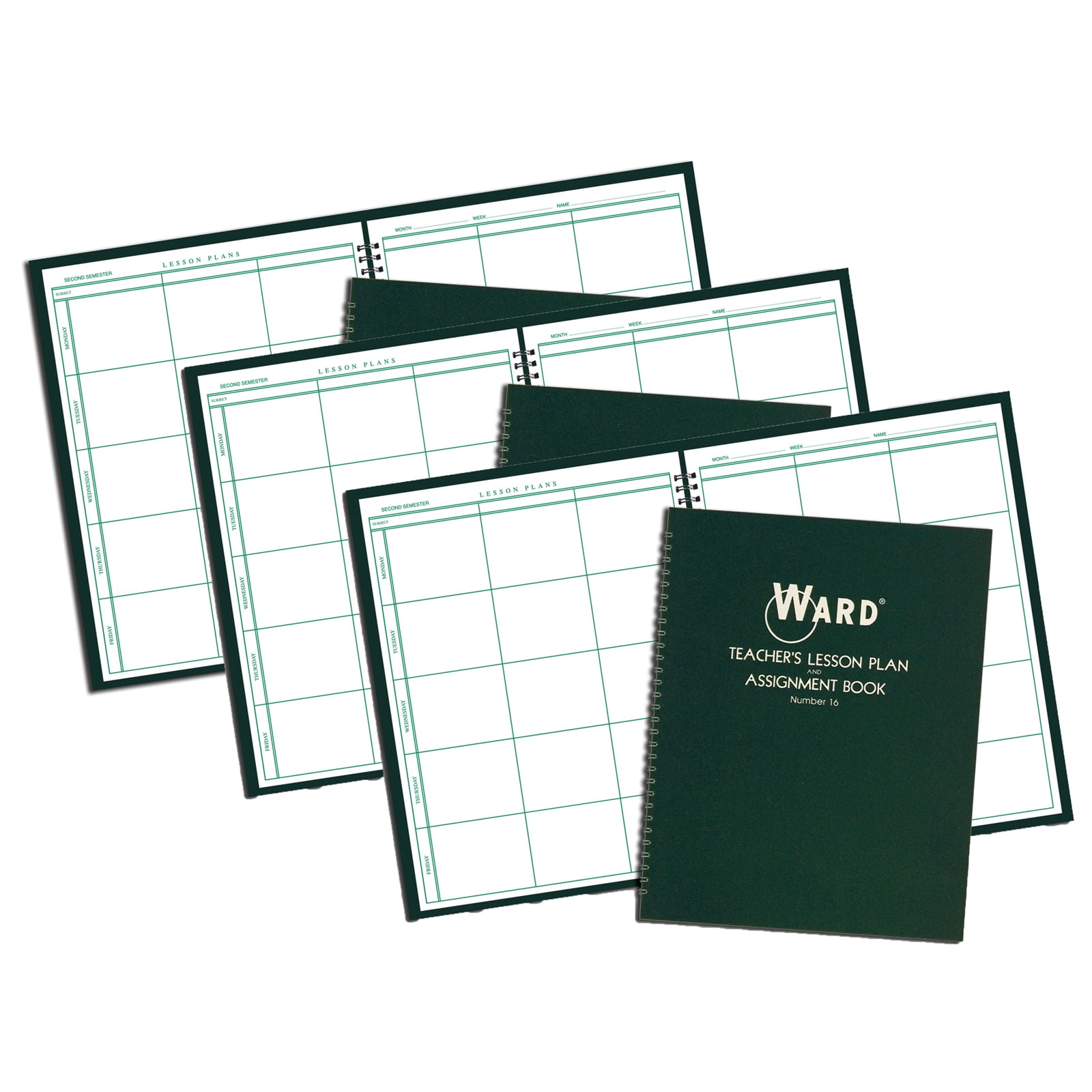 WARD Teacher Lesson Plan/Assignment Book, 6 Period, 44 Weeks, Pack of 3 ...