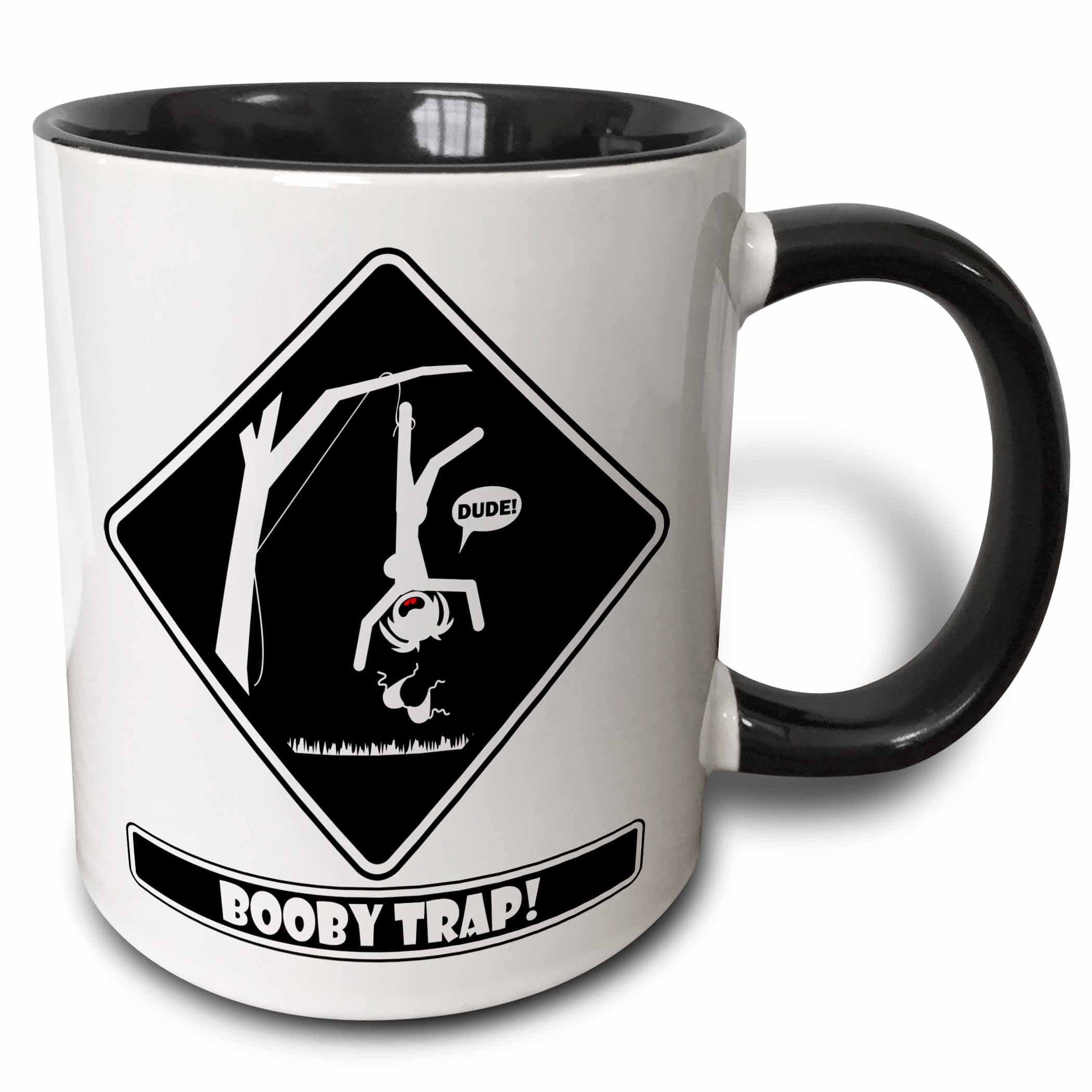 WARDROBE MALFUNCTION booby trap black diamond 2 11oz Two-Tone Black Mug ...