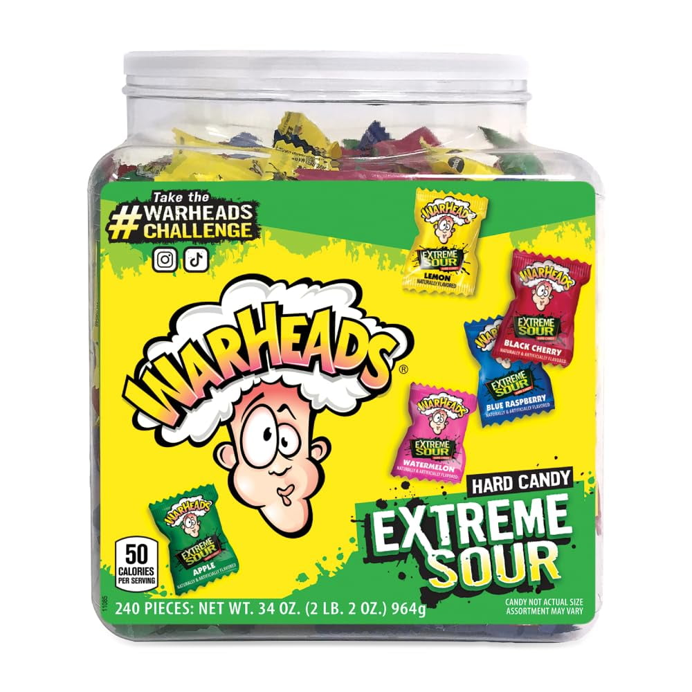 WARHEADS - Extreme Sour ESF27 Hard Candy - Sour Apple, Black Cherry ...