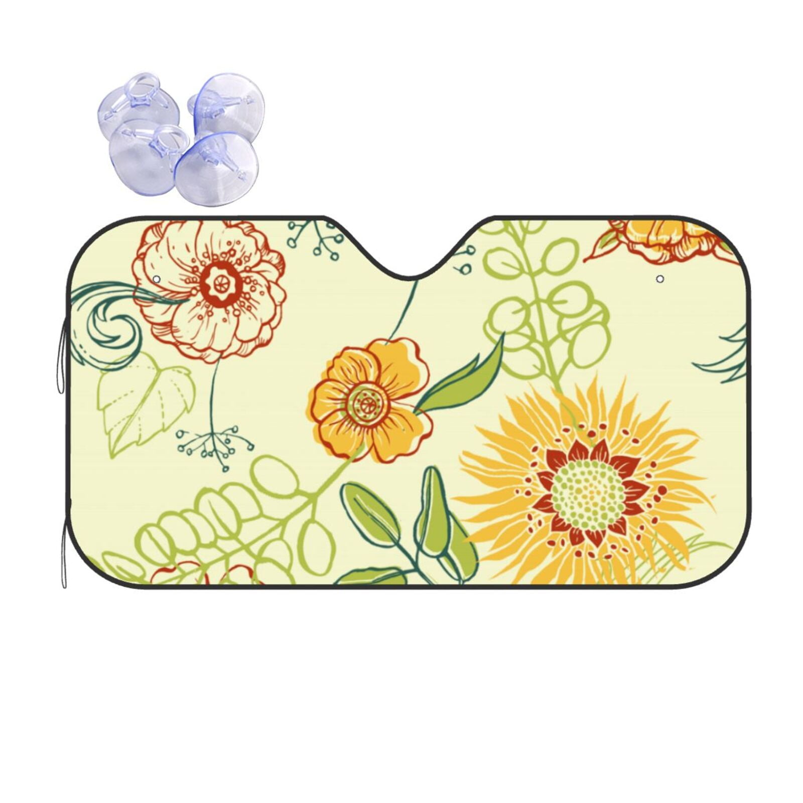 WARHOOME Car Sunshades for Windshield, Abstract Sunflower Line Drawing ...