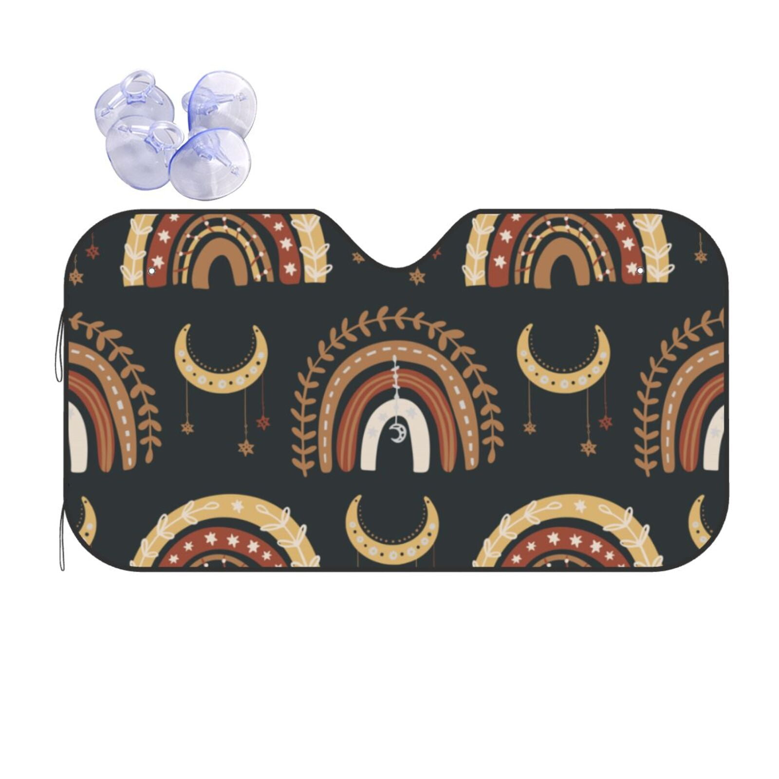 WARHOOME Car Sunshades for Windshield, Boho Moon Deco Print Universal ...