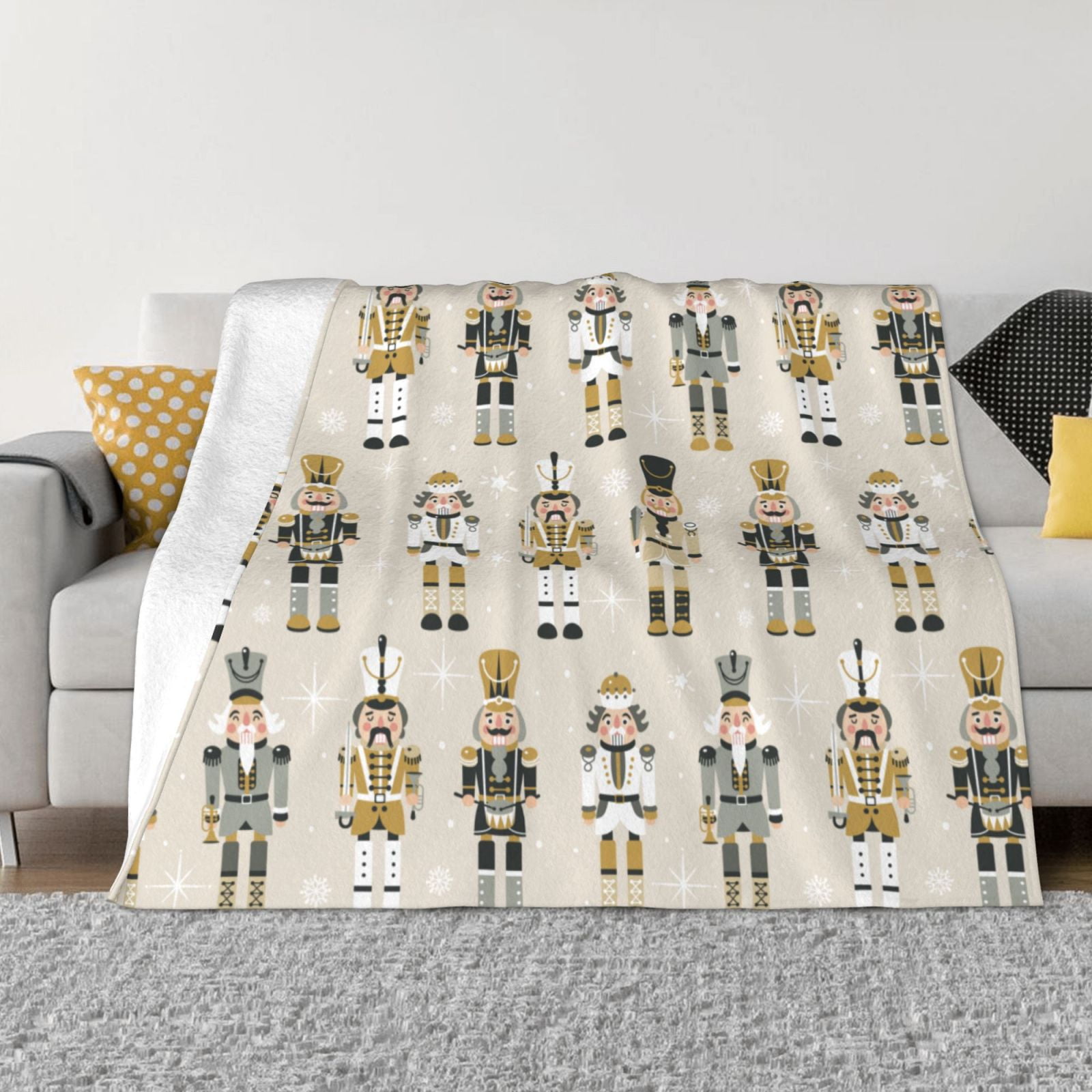 WARHOOME Throw Blanket for Bed Couch, Warm Cartoon Soldier Guard Print ...