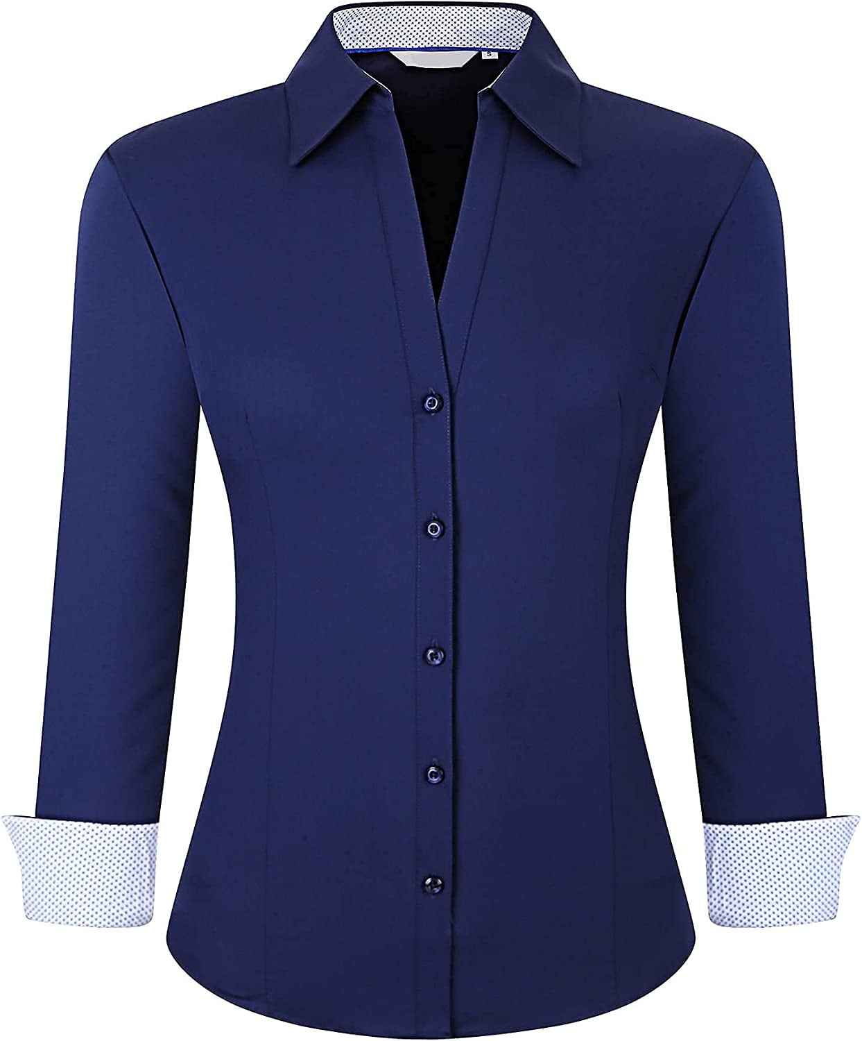 WARHORSEE Womens Button Down Shirt Long Sleeve Work Dress Shirts, V ...