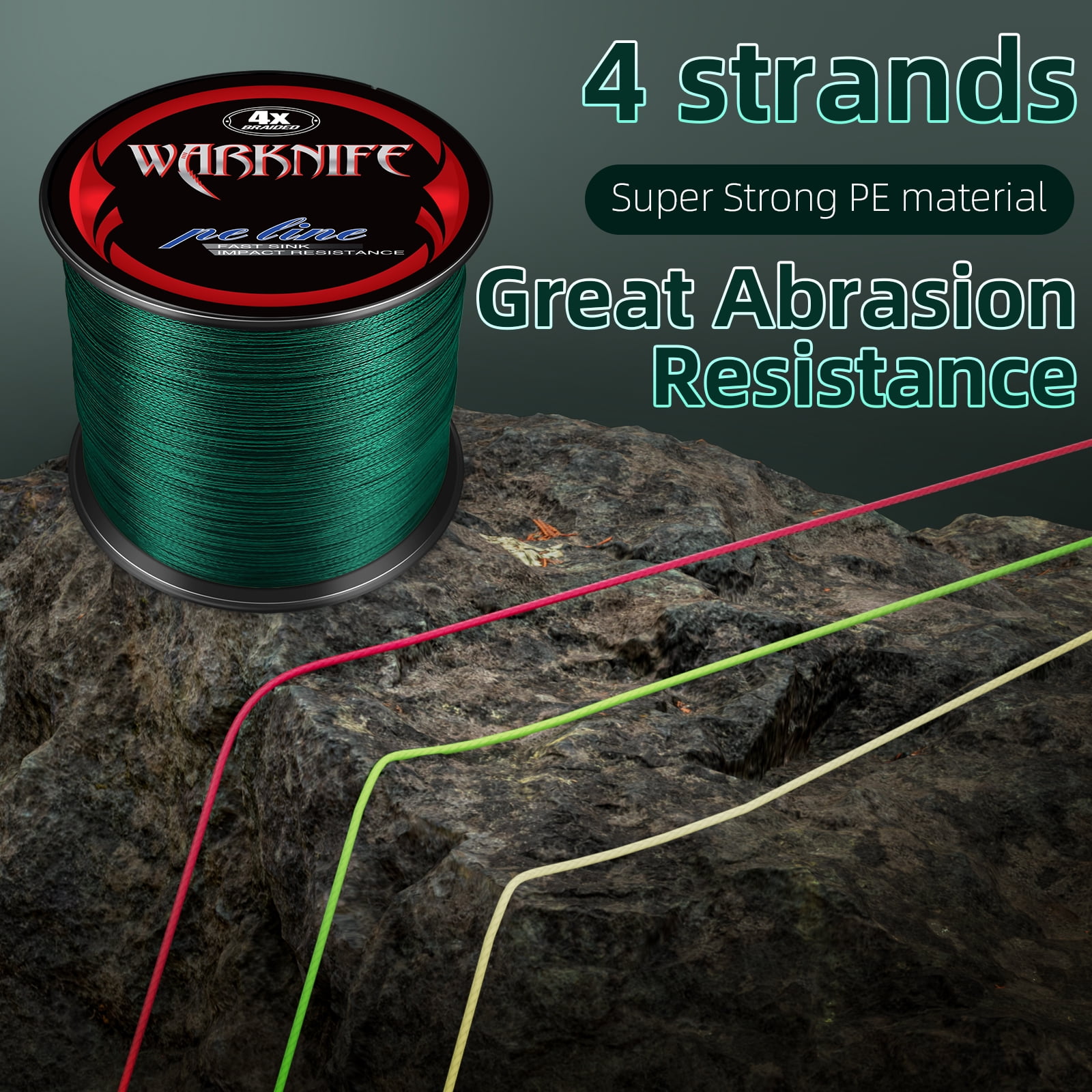WARKNIFE Braided Fishing Line, Strong Power, Great Abrasion Resistance ...
