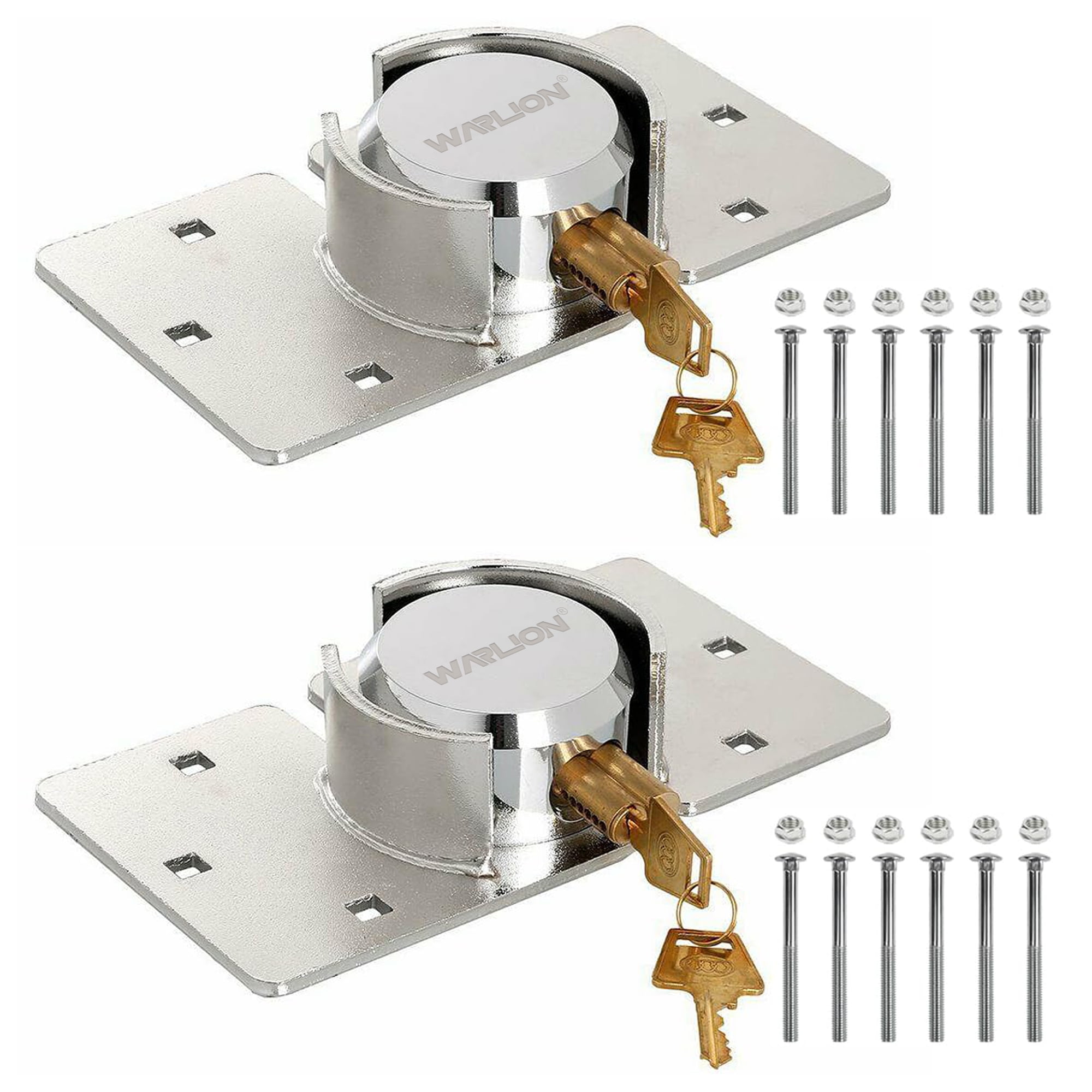 WARLION 2 Pack Hidden Shackle Padlock Heavy Duty Solid Steel Cargo Van Door Locks Anti Theft ...
