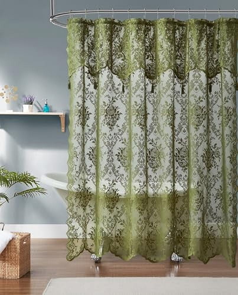 WARM HOME DESIGNS Sage Lace Shower Curtain 72 W x 84 L Inches with ...