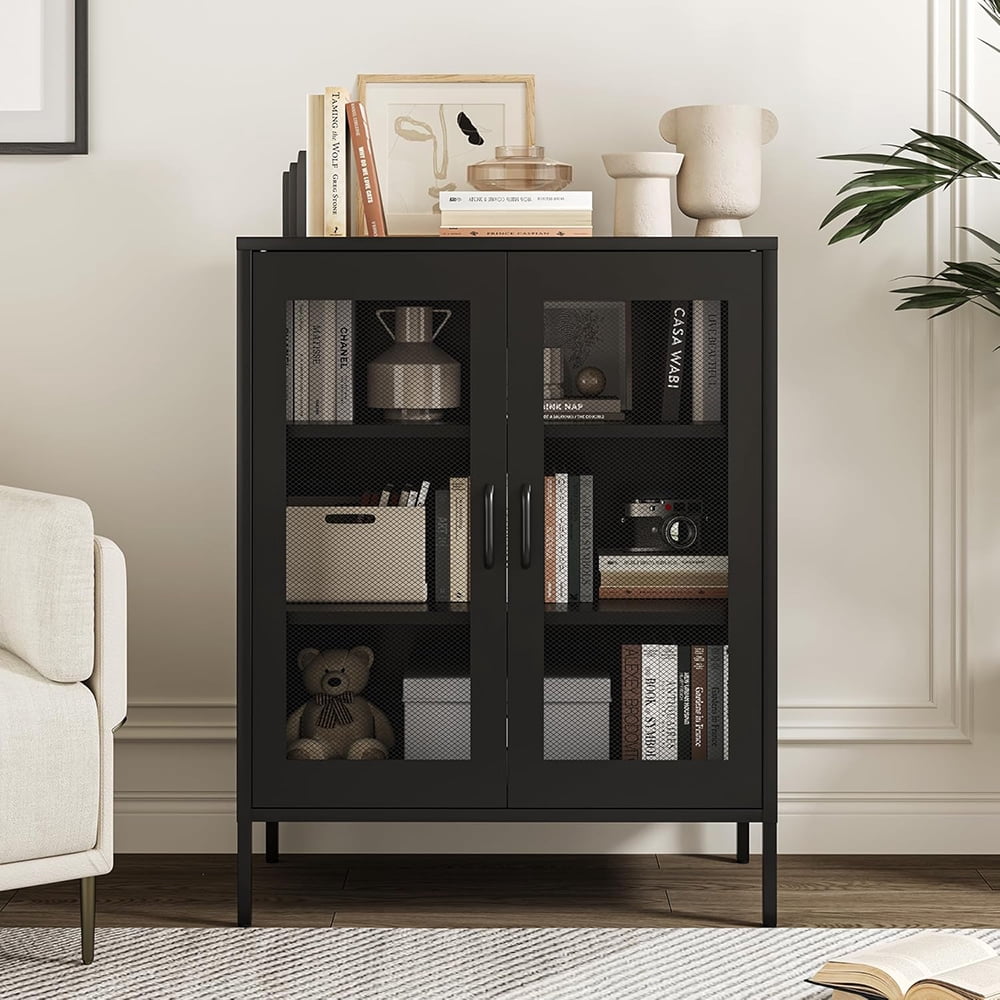 WARMMUSE 40" Sideboard Cabinet, Metal Mesh Storage Cabinet with 2 ...