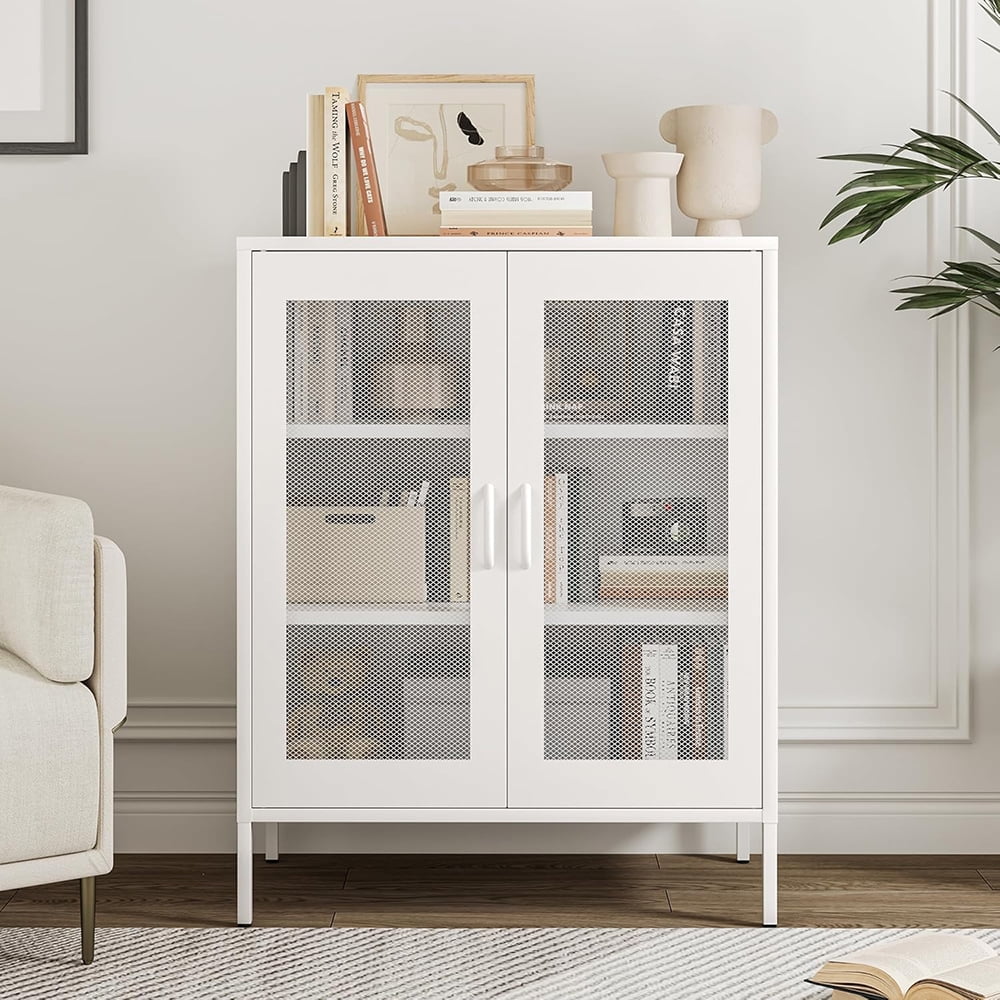 WARMMUSE 40" Sideboard Cabinet, Metal Mesh Storage Cabinet with 2 ...