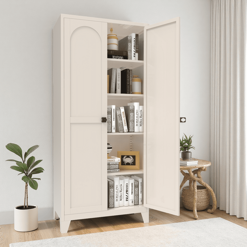 WARMMUSE 71'' 2 Storage Cabinet, Pantry Cabinet with 2 Shapely Doors ...