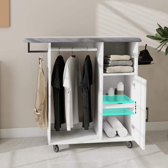 WARMMUSE Ironing Board, Laundry Sorter Cart with Ironing Board ...