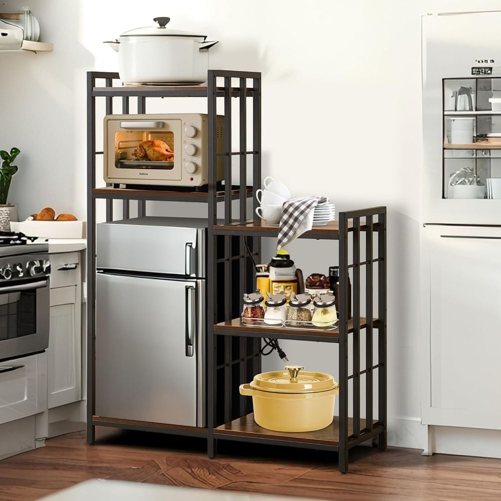 WARMMUSE Mini Fridge Stand with Storage, Mini Fridge Shelf with 6-Tier ...