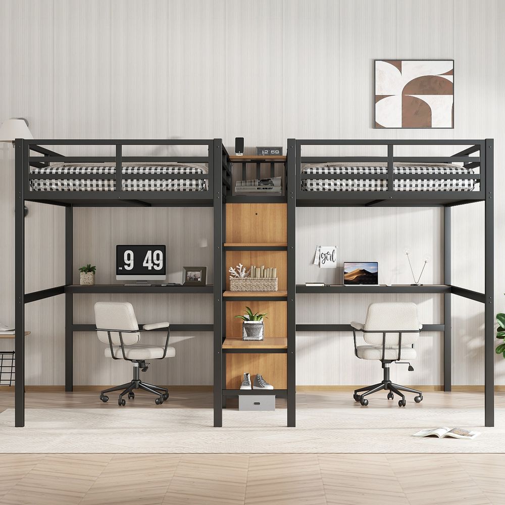 WARMMUSE Twin Over Twin Metal Loft Bed for 2 Kids, Twin Size Heavy Duty ...