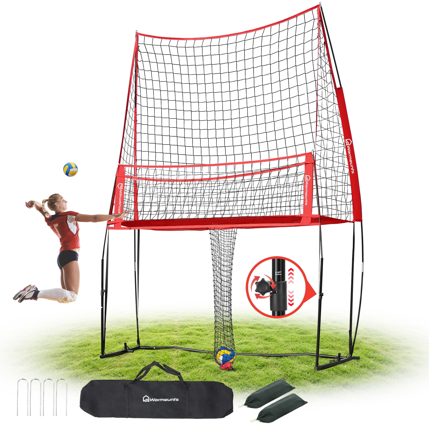 WARMOUNTS 11*8 ft Volleyball Net w/ Ball Return Collection, 2 in 1 ...