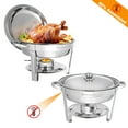 WARMOUNTS 2-Pack Chafing Dish Buffet Set, 5QT Round Buffet Servers and Warmers Set, Stainless ...