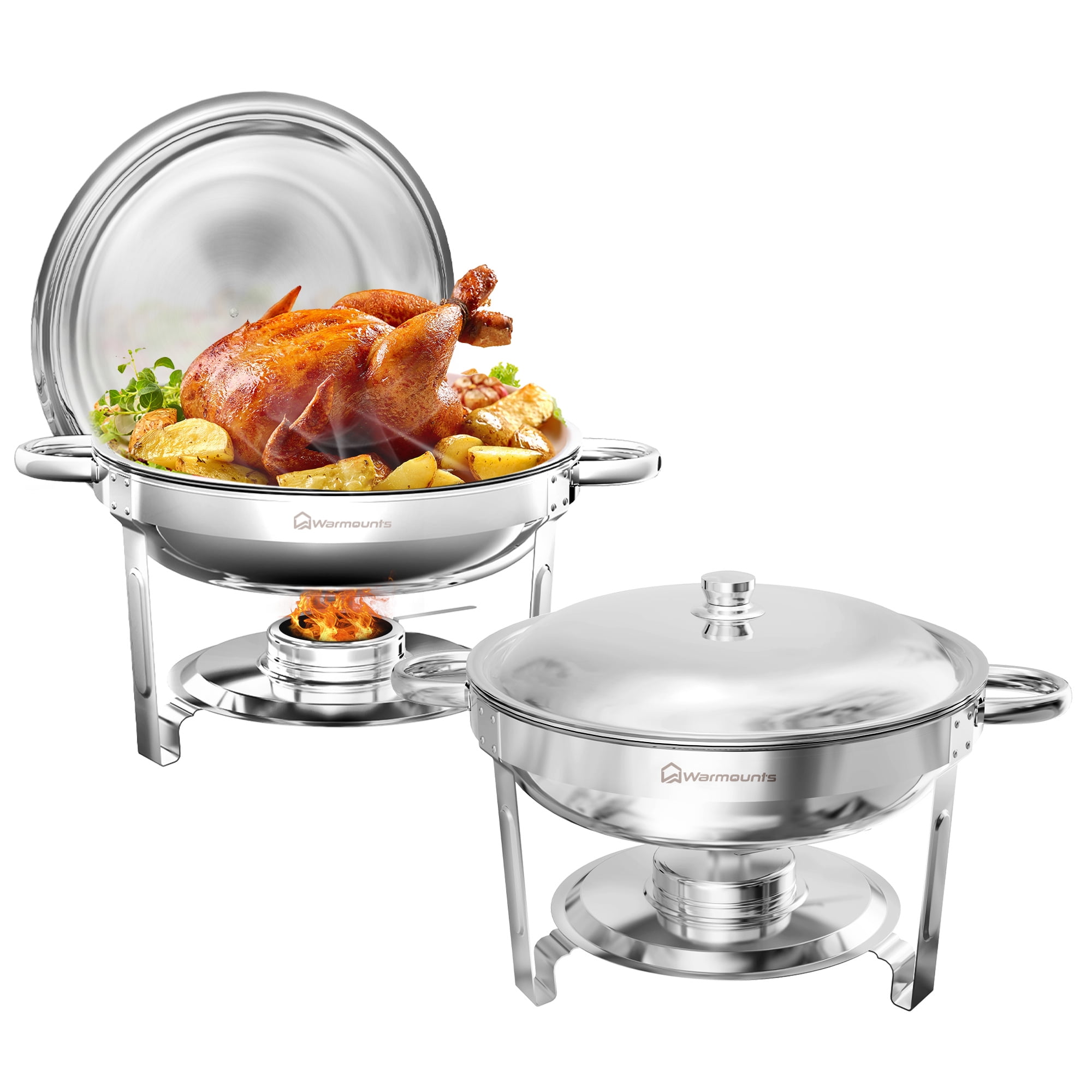 WARMOUNTS 2-Pack Chafing Dish Buffet Set, 5QT Round Buffet Servers and ...
