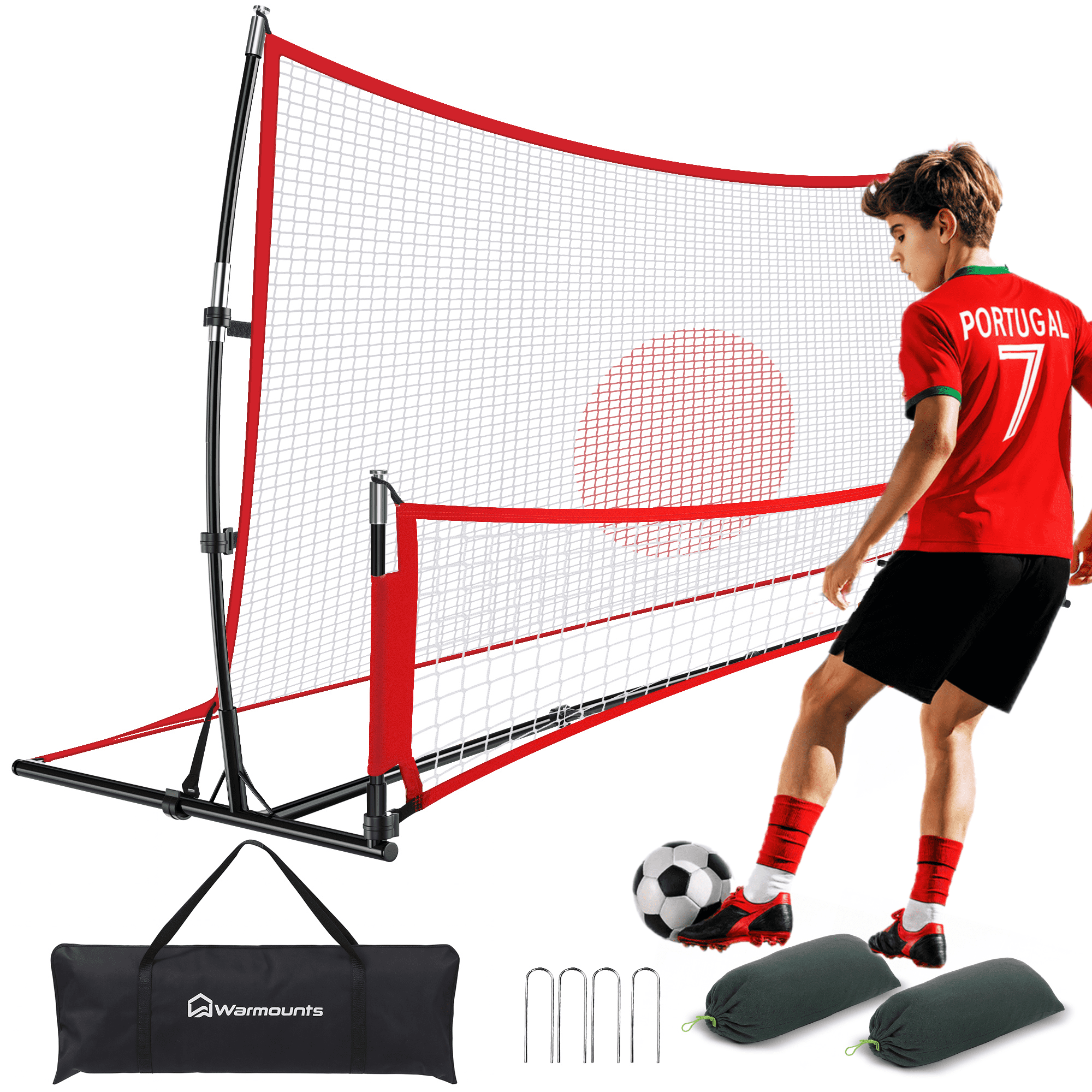 WARMOUNTS 2-IN-1 Portable Soccer Trainer Rebounder Net with Carrying ...