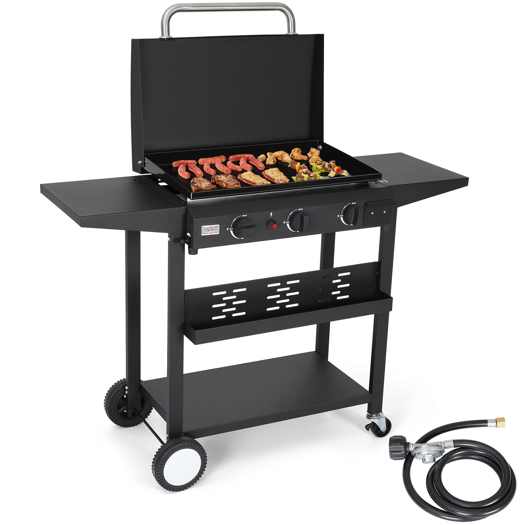 WARMOUNTS 3 Burner 23'' Propane Gas Griddle Removable, 2 in 1 Portable ...