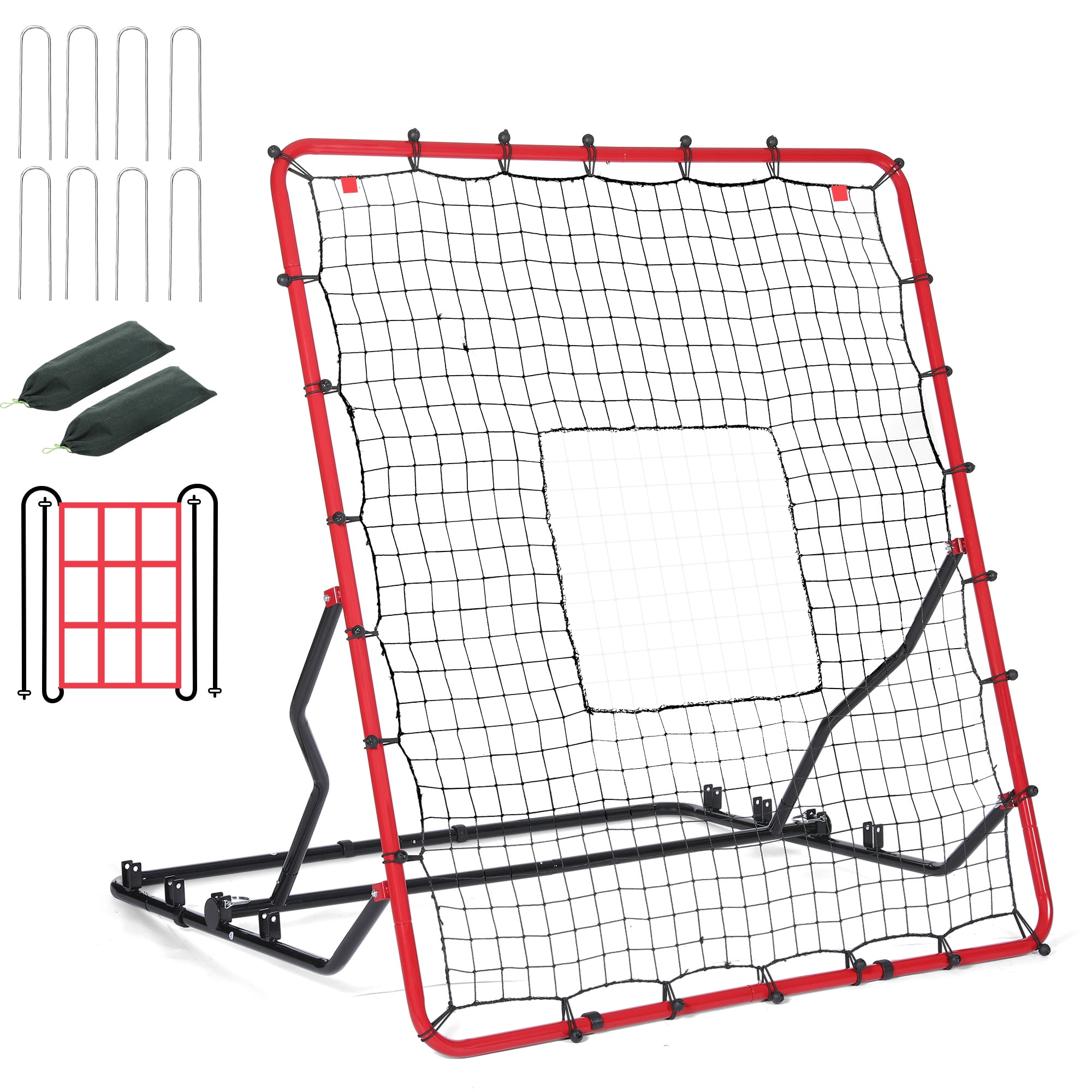 WARMOUNTS 4.5x4FT Baseball Rebound Net with 4 Adjustable Angles ...