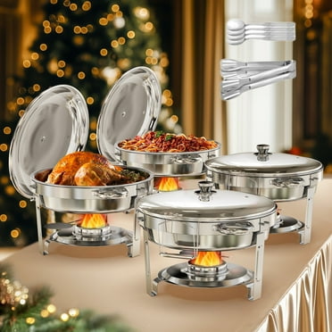 Dwellnix Stainless Steel Round Chafing Dish W Lid 14 2QT Buffet Server ...
