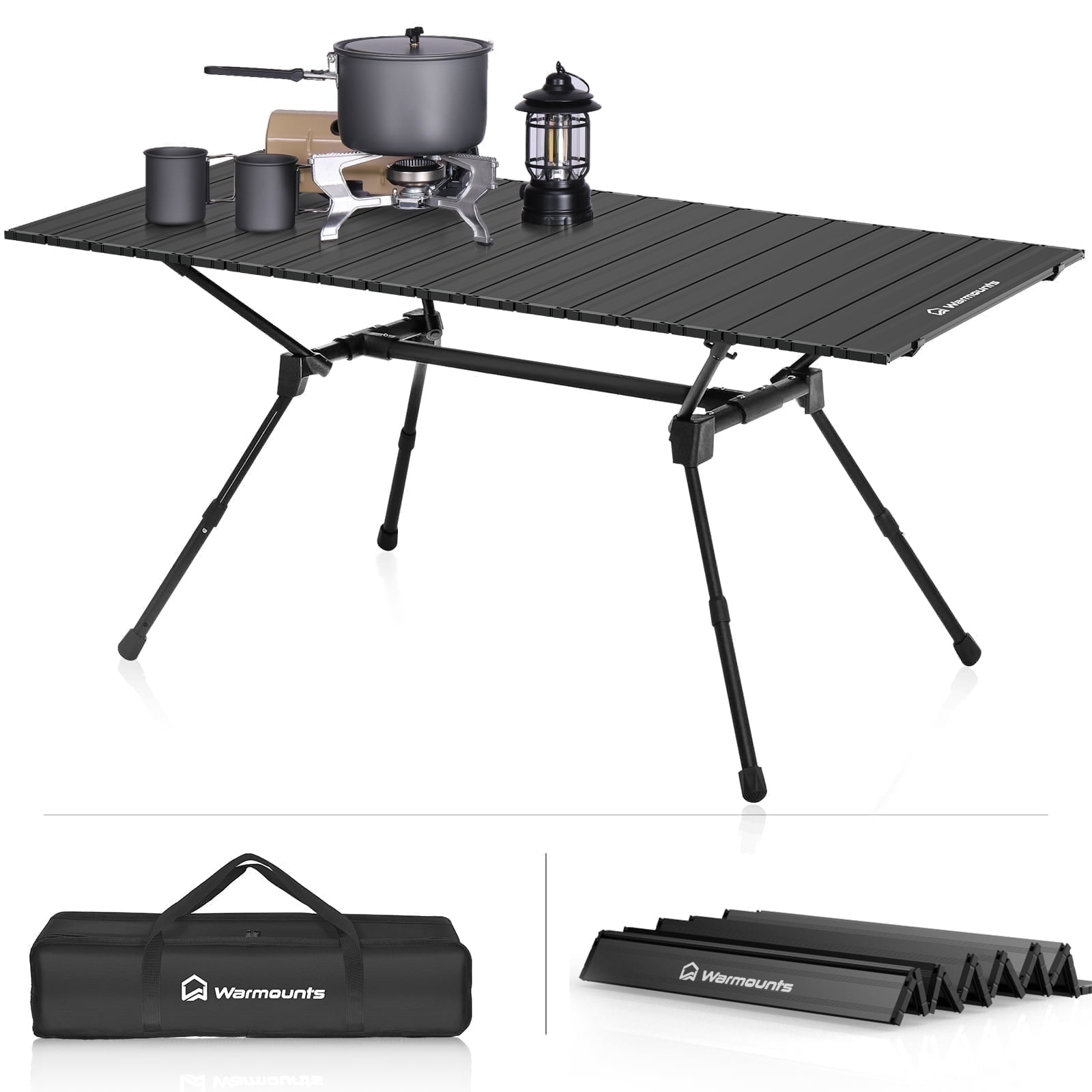 WARMOUNTS 49″, Aluminum Portable Camping Table, Foldable & Adjustable ...