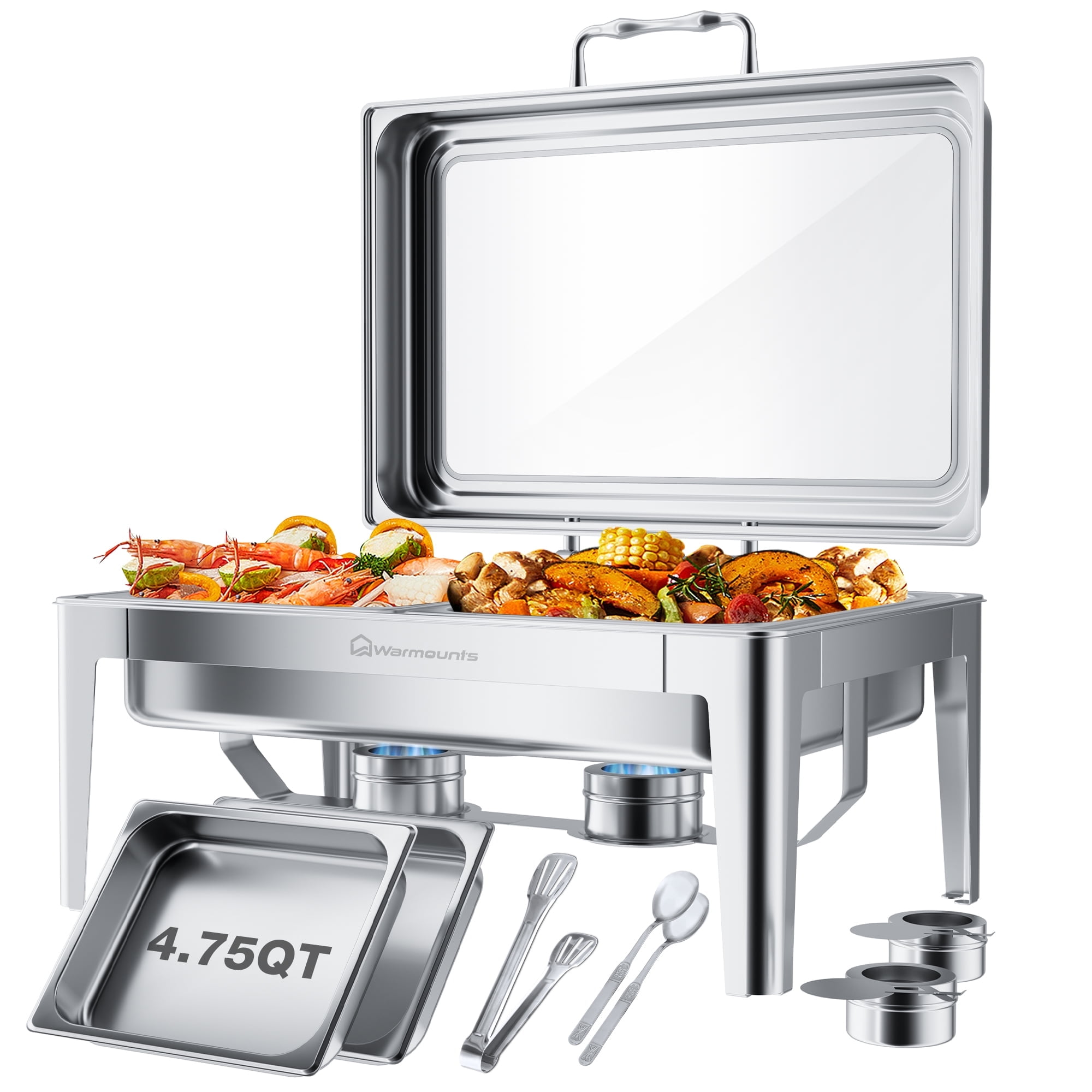WARMOUNTS 9.5QT Rectangular Chafing Dish Buffet Set with Hydraulic ...