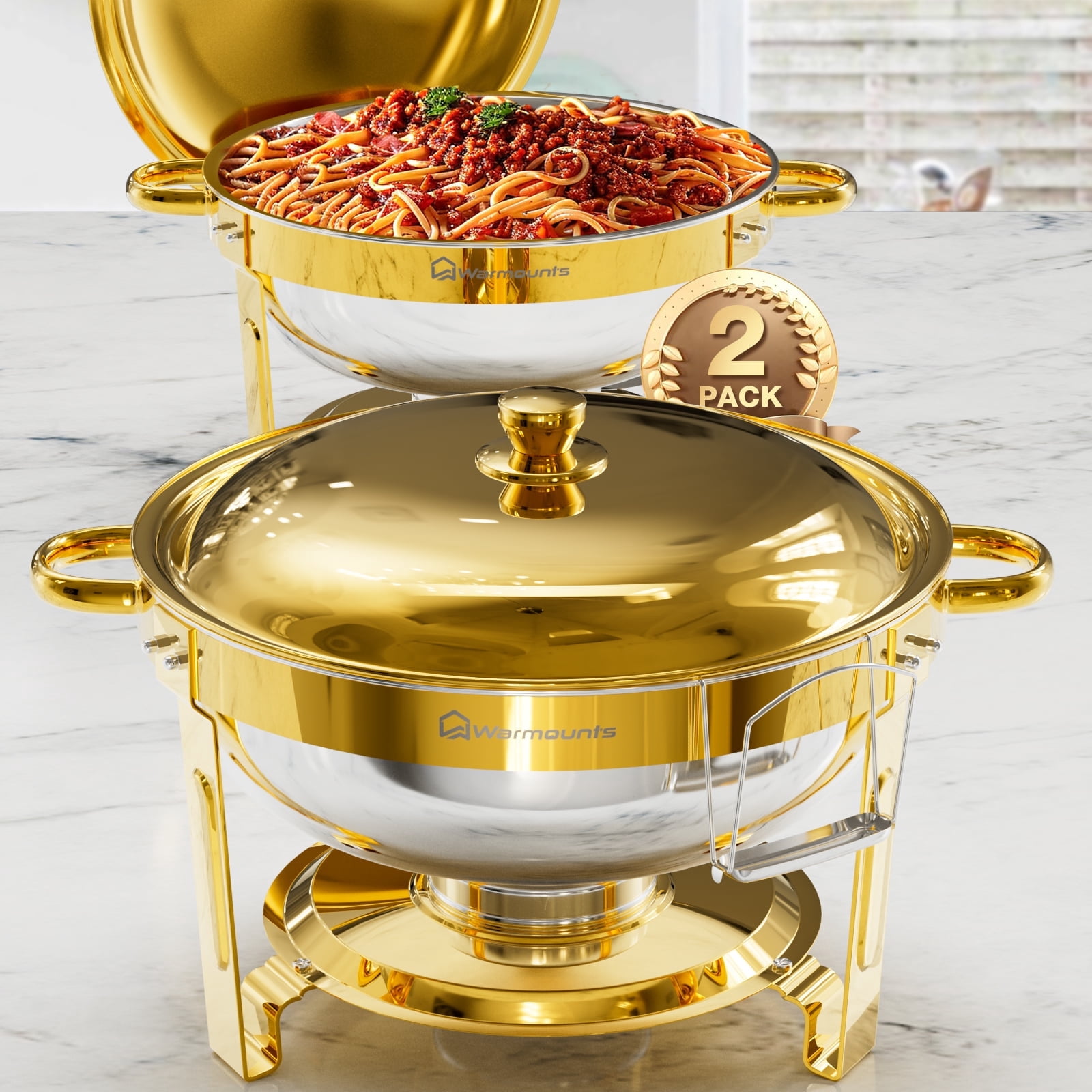 WARMOUNTS Gold Chafing Dishes for Buffet 2 Pack, Stainless Steel ...