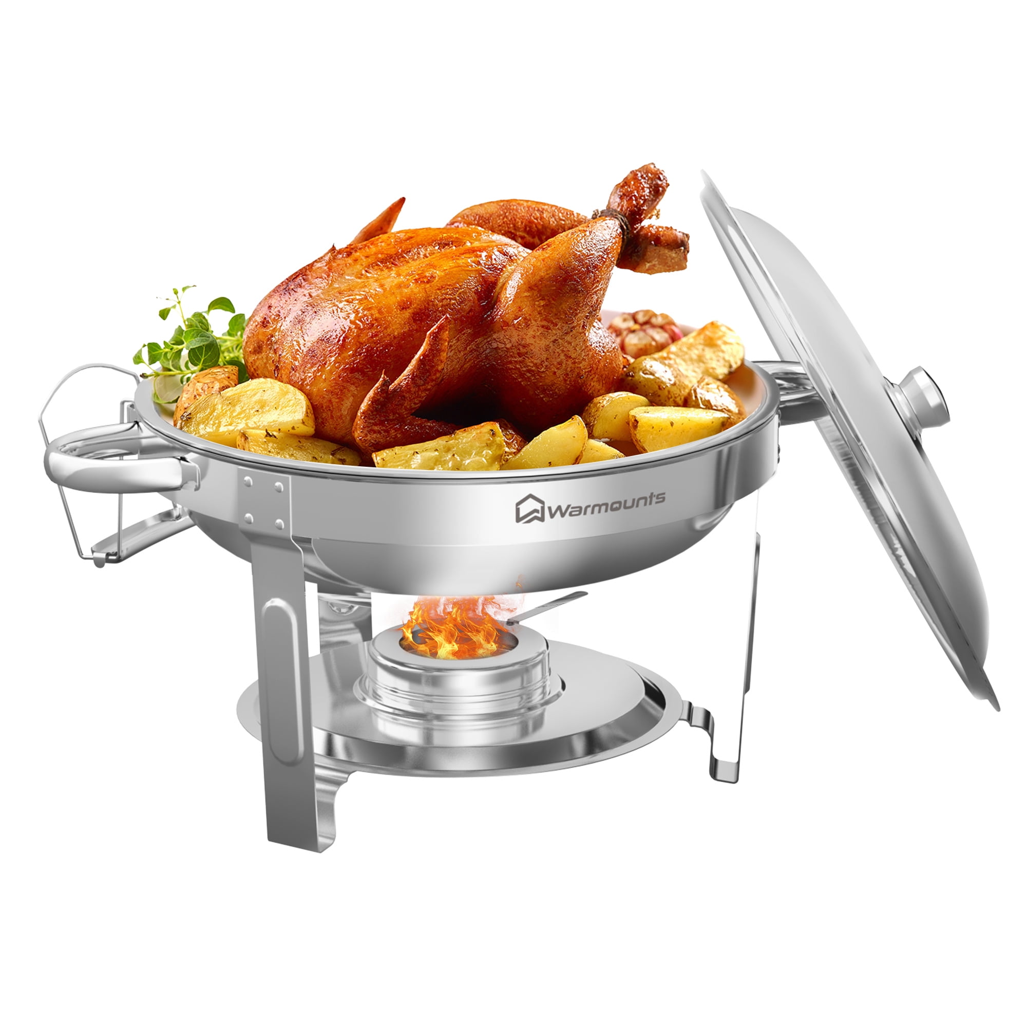 WARMOUNTS Chafing Dish Buffet Set, 5QT Round Buffet Servers and Warmers ...