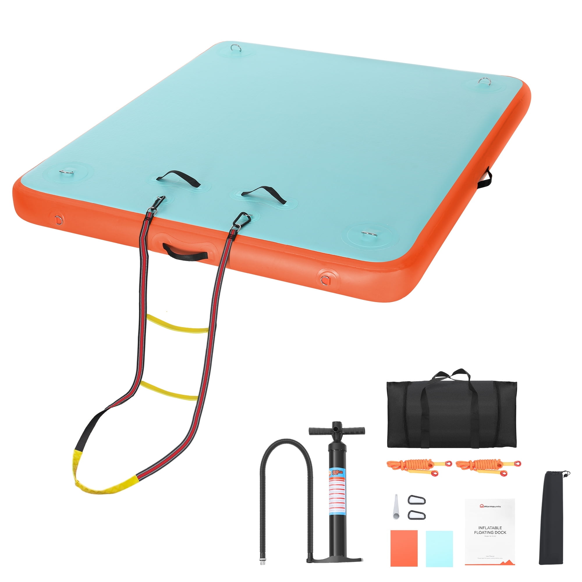 WARMOUNTS Inflatable Floating Dock,10*6ft Air Inflatable Dock Platform ...