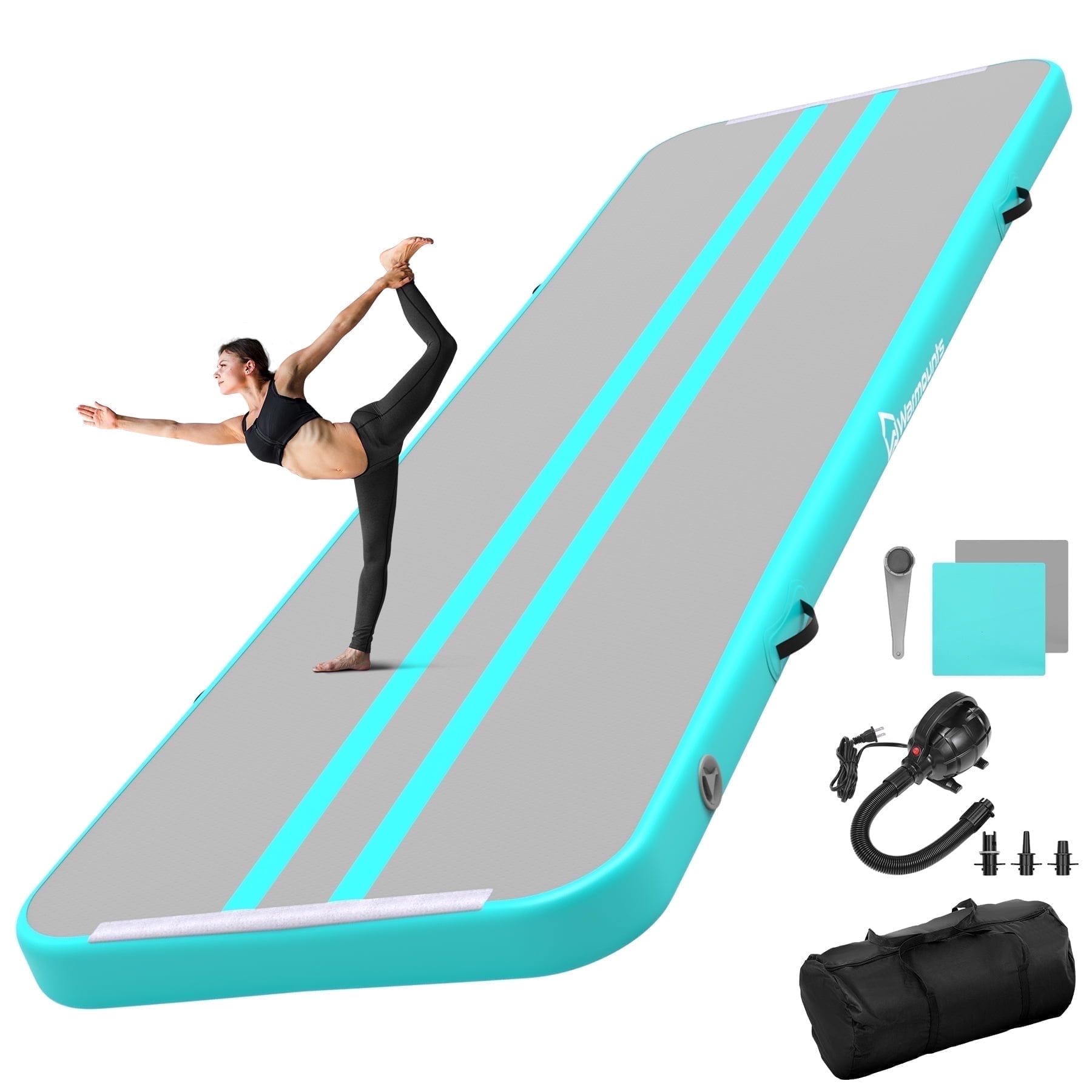 WARMOUNTS Inflatable Gymnastics Mat, 16 ft Air Tumbling Mat, Air ...